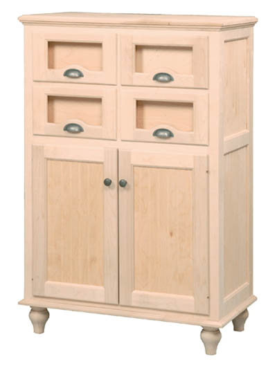 UNFINISHED TWO DOOR - FOUR DRAWER CABINET: Unfinished Furniture