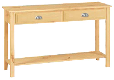 UNFINISHED TWO DRAWER SOFA TABLE W/SHELF: Unfinished Furniture